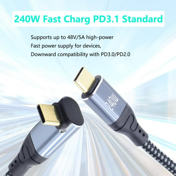LINYAN-240W High Speed USB C Cable, 3.28FT (90Angled), Compatible with ...