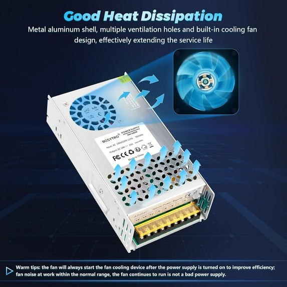 LINYAN-24V 25A 600W DC Switching Power Supply, AC 110v to 24v Converter ...