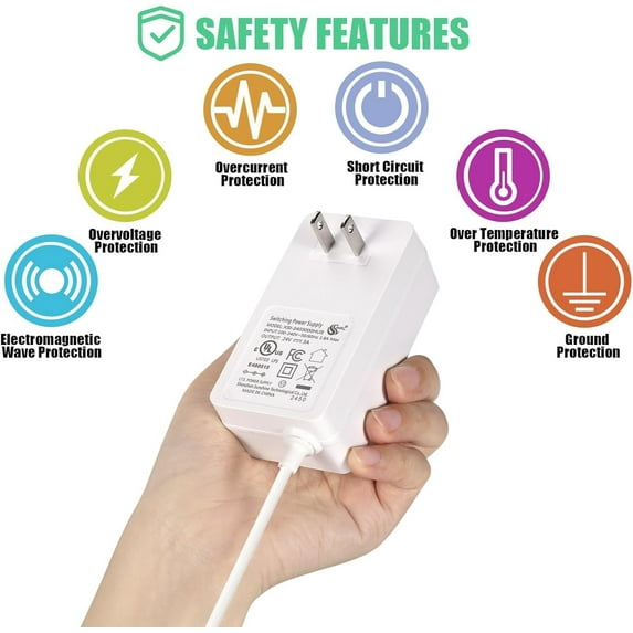 LINYAN-24V 3A Power Supply UL Listed, AC 100~240V to 24V DC Adapter ...