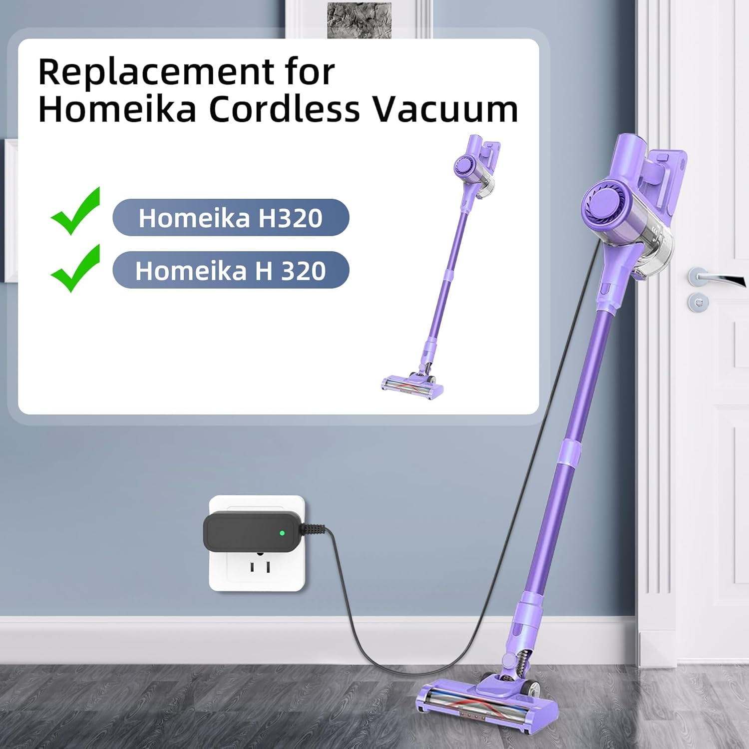 LINYAN-26.5V Power Cord for Homeika Cordless Vacuum Cleane, Power ...