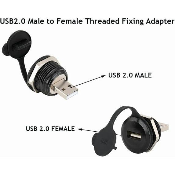 LINYAN-2PCS USB2.0 Male to Female Panel Mount Connector, USB 2.0 Plug ...