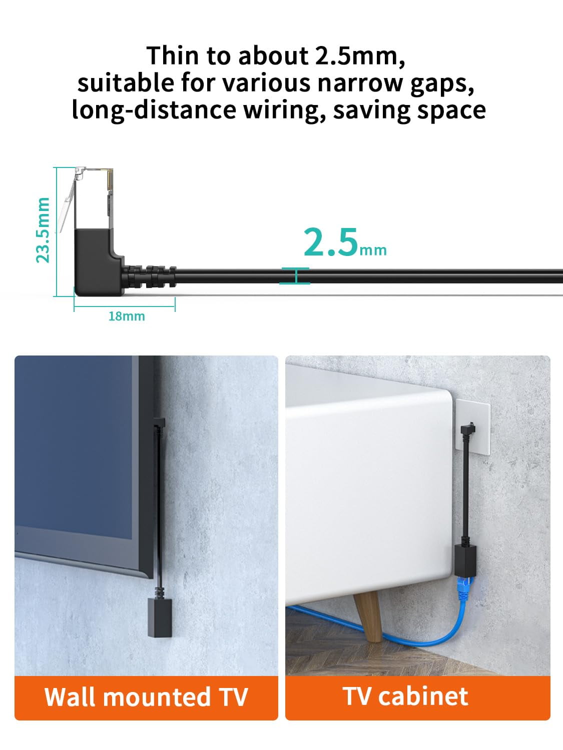 LINYAN-2Packs Right Angle Cat7 Ethernet Extension Cables Flat 15CM ...