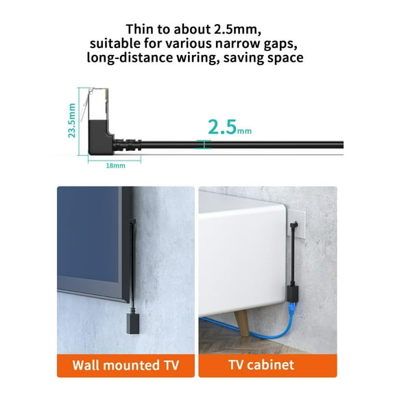 LINYAN-2Packs Right Angle Cat7 Ethernet Extension Cables Flat 15CM ...
