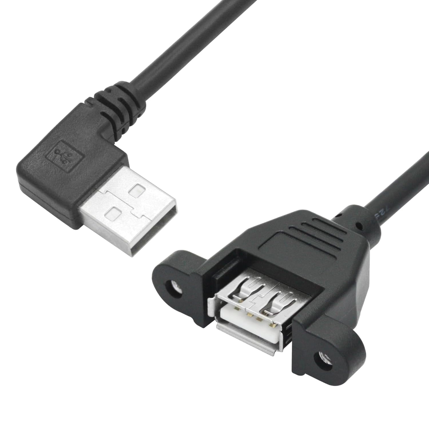 LINYAN-2Pcs 90 Degree USB A Panel Mount Extension Cable 1FT, Left Angle ...