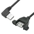 LINYAN-2Pcs 90 Degree USB A Panel Mount Extension Cable 1FT, Left Angle ...