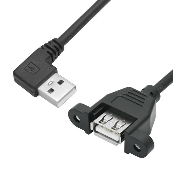 LINYAN-2Pcs 90 Degree USB A Panel Mount Extension Cable 2FT, Right ...