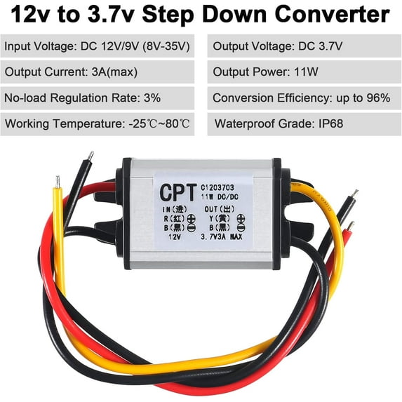 LINYAN-2pcs 12V to 3.7V Converter DC Step Down Buck Voltage Regulator ...