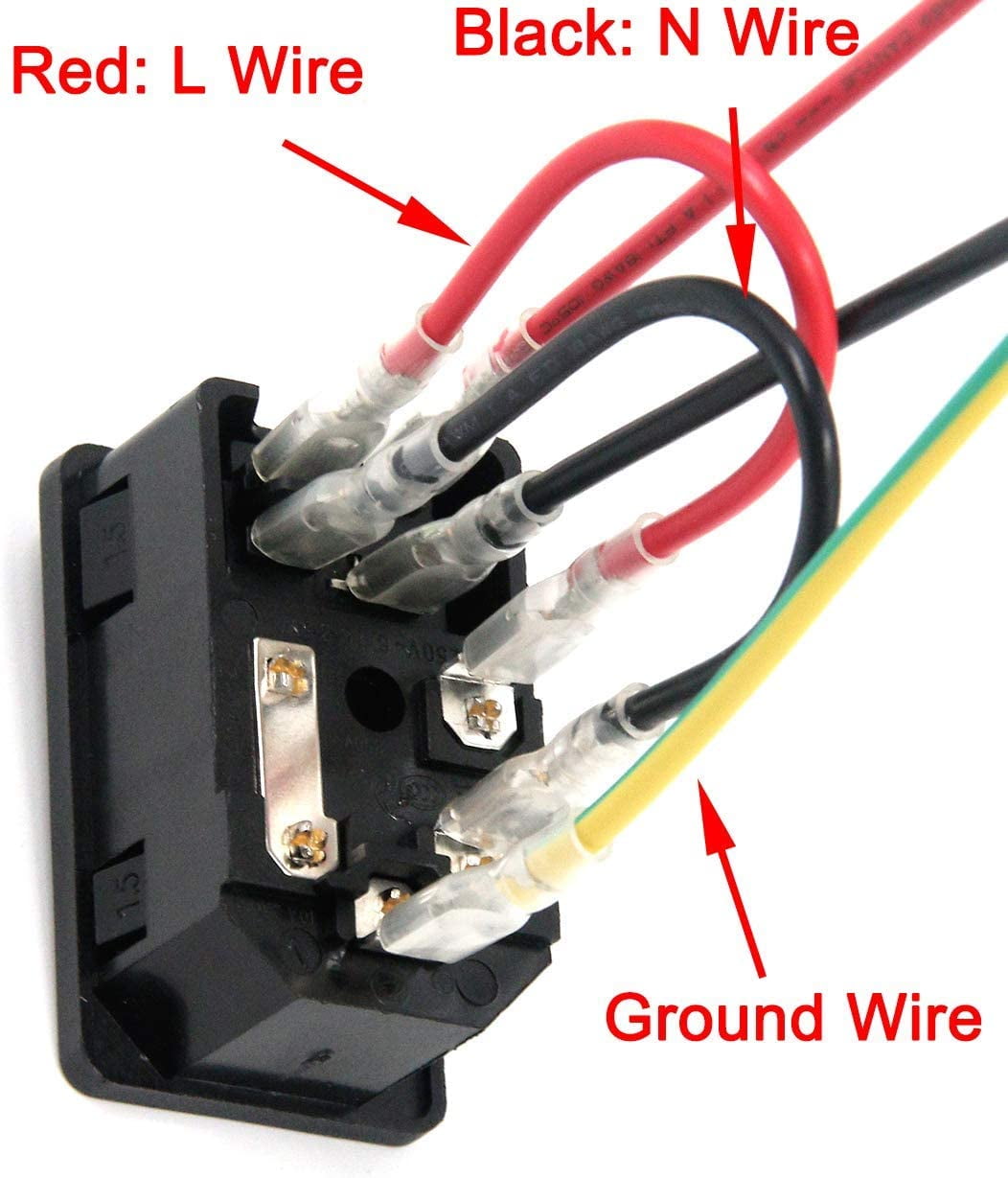 LINYAN-2pcs AC250V 10A IEC 320 C14 Inlet Panel Socket w Fuse w Red ...