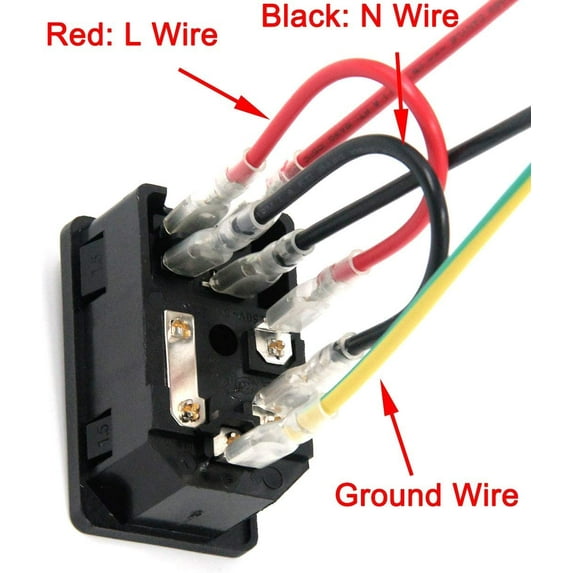 LINYAN-2pcs AC250V 10A IEC 320 C14 Inlet Panel Socket w Fuse w Red ...
