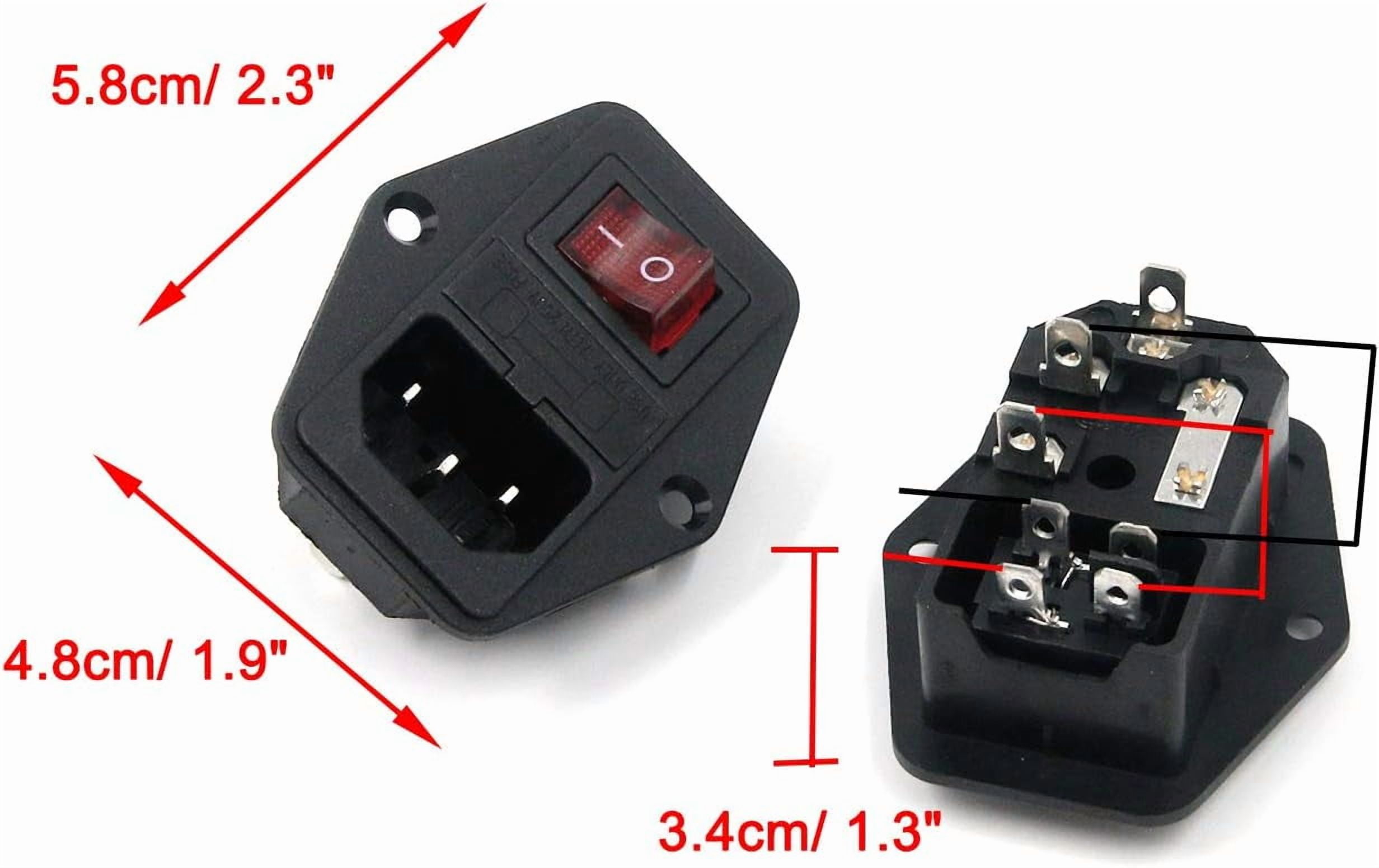 LINYAN-2pcs Inlet Module Plug Male Power Socket with 5A Fuse Switch 10A ...