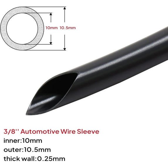 LINYAN-3/8'' - 13 FT Vehicle Electrical Wire Black PVC Sleeving - Solid ...