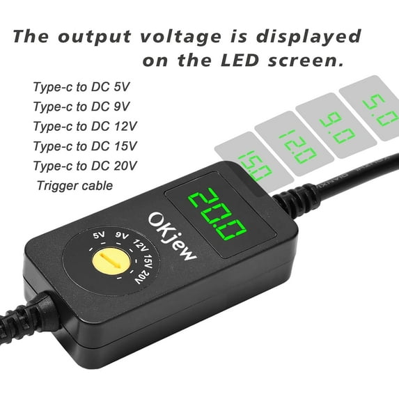 LINYAN-3.94FT USB C to DC PD Trigger Cable with 7 Connector Tips ...