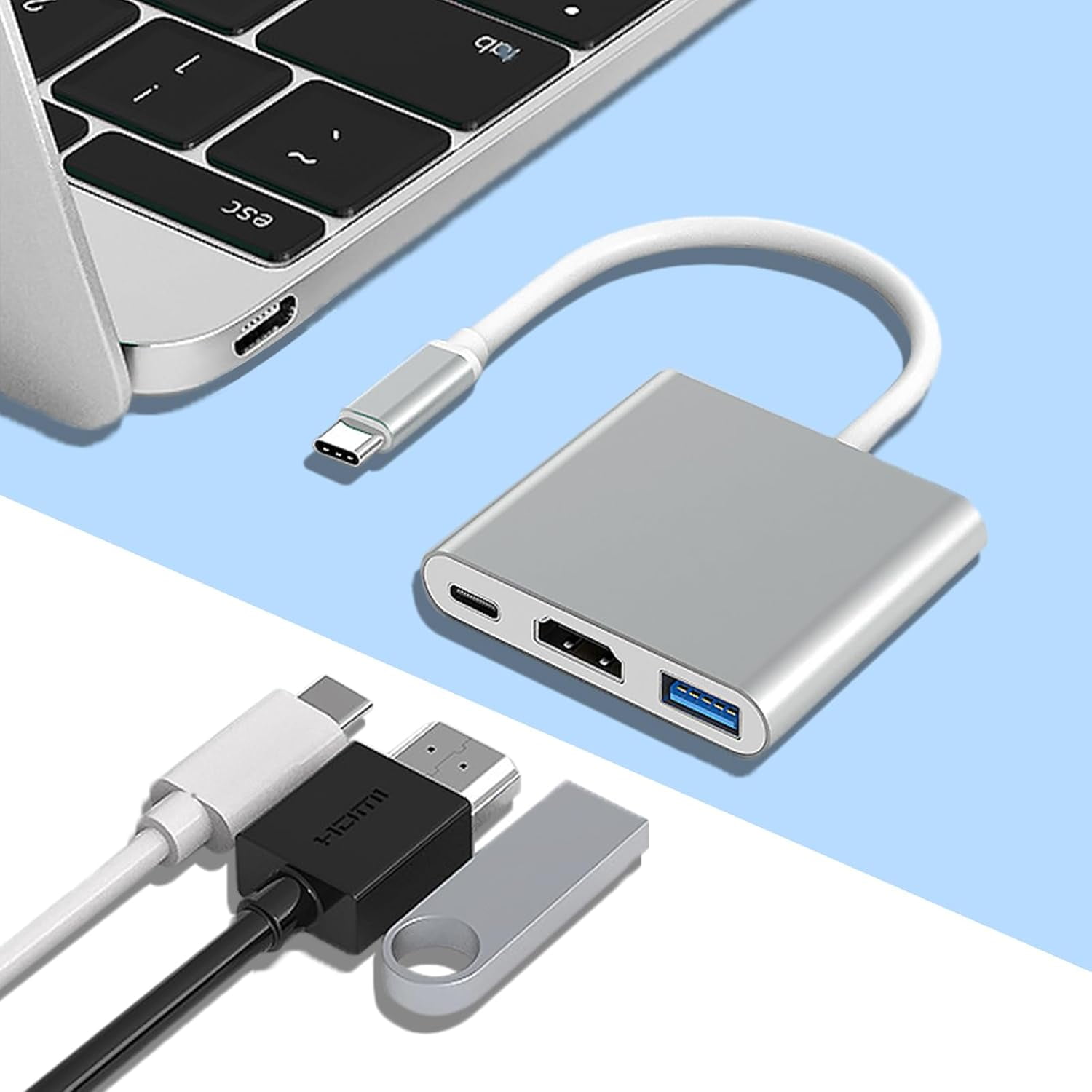 LINYAN-3-in-1 USB-C to HDMI Hubs 4K Ultra HD,5.0Gbps High-Speed Data ...