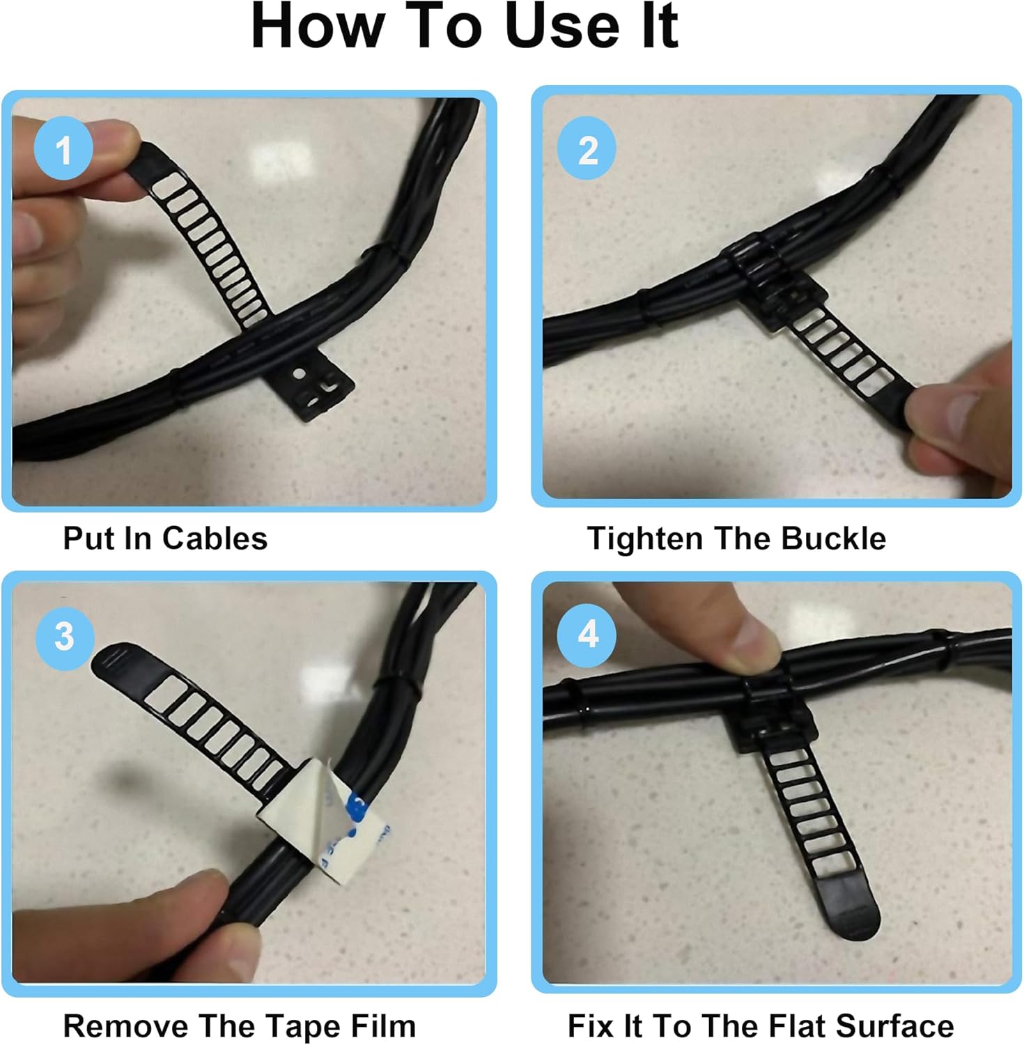 LINYAN-30 pcs Adhesive Cable Ties Adjustable Cable Mount. Self-adhesive ...