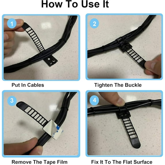 LINYAN-30 pcs Adhesive Cable Ties Adjustable Cable Mount. Self-adhesive ...