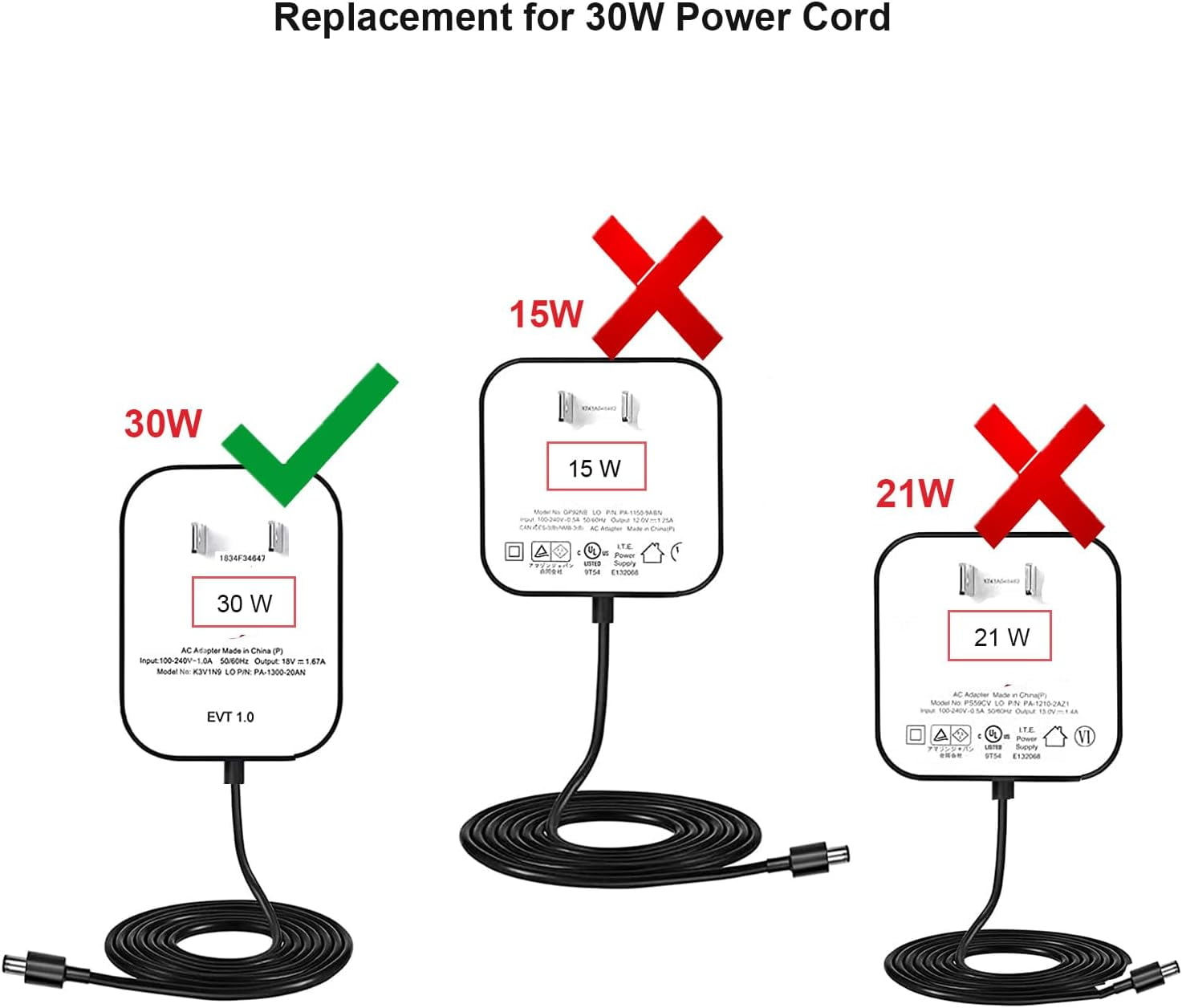 LINYAN-30W Power Cord Replacement for Alexa Echo (3rd 4th Gen), Echo ...
