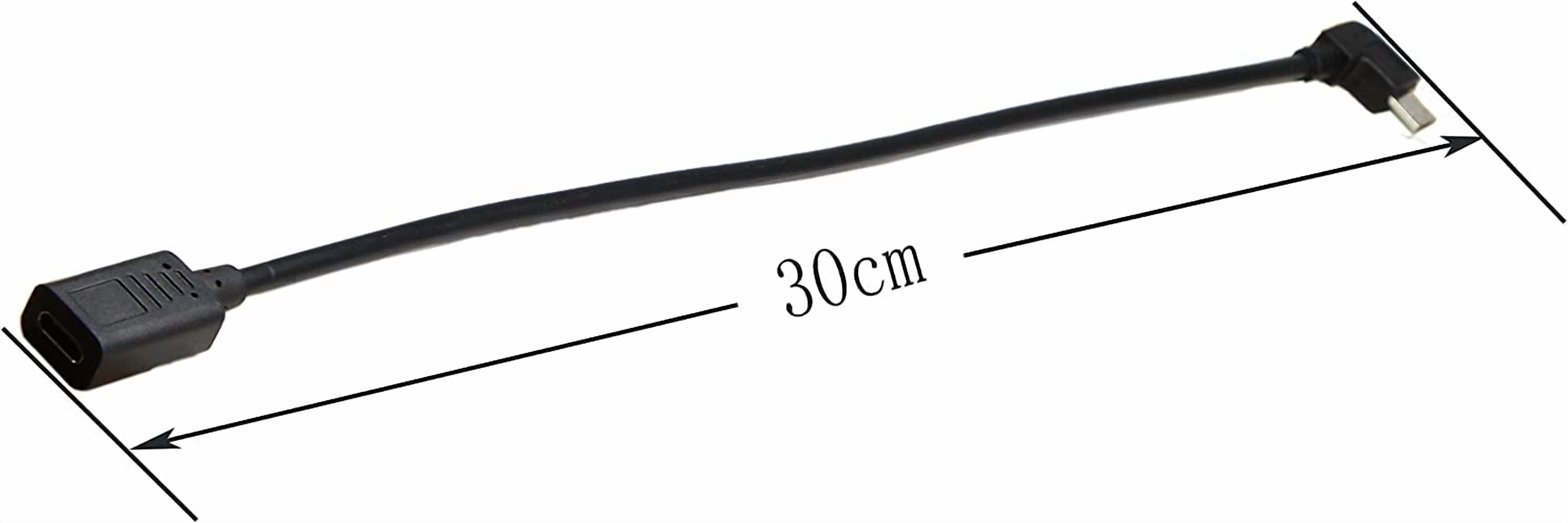 LINYAN-(30cm) Micro USB 2.0 to USB C Cable, Left Bend 90 Degree Micro ...