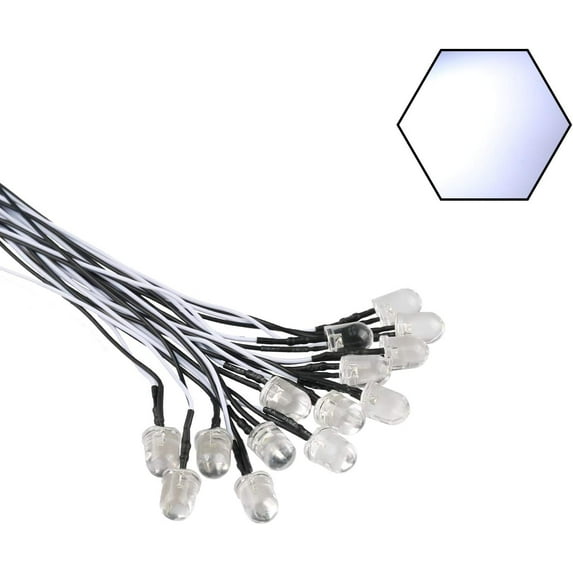 LINYAN-30pcs 12 Volt 10mm White LED Lights Emitting Diodes Pre Wired 7. ...