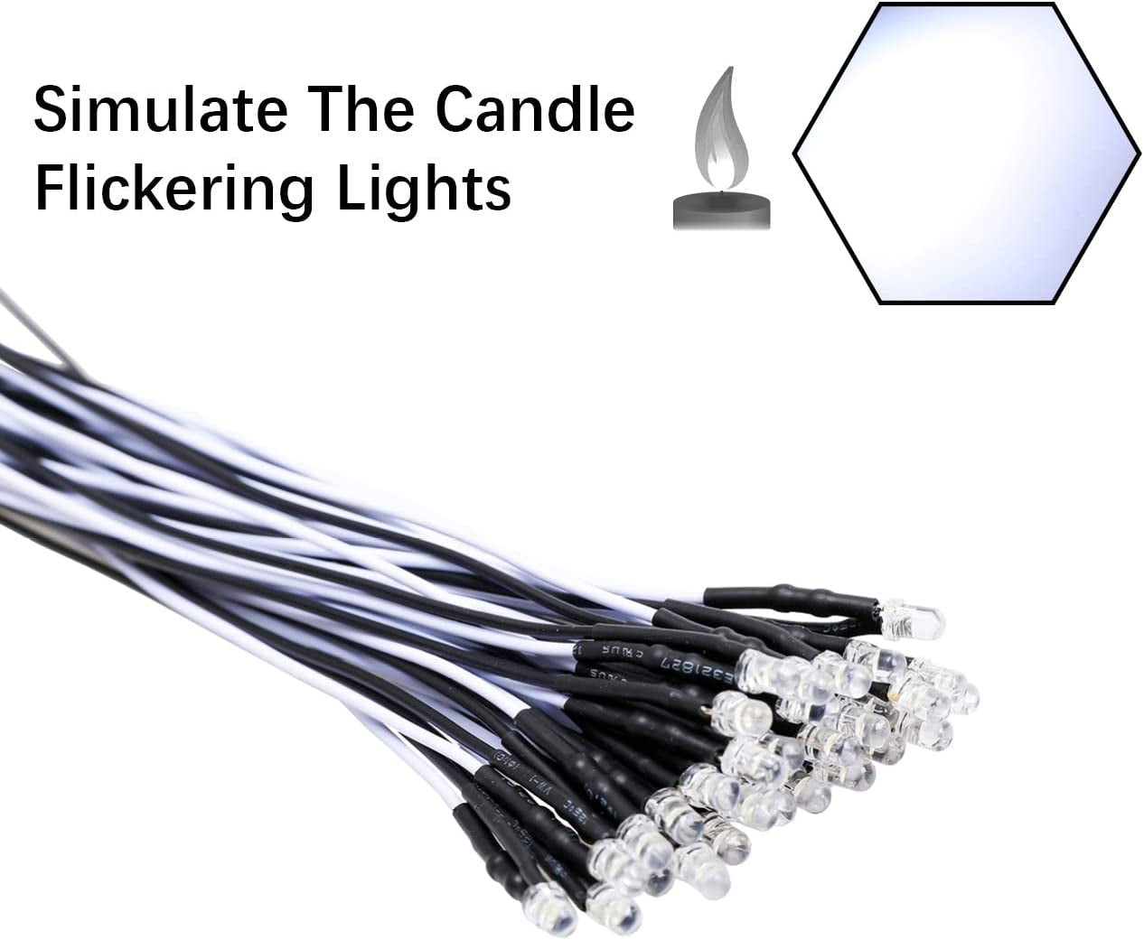 LINYAN-30pcs 12 Volt 3mm White Flicker LED Lights Emitting Diodes ...