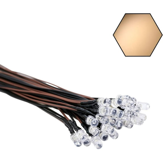 LINYAN-30pcs 12 Volt 5mm Warm White LED Lights Emitting Diodes Pre ...