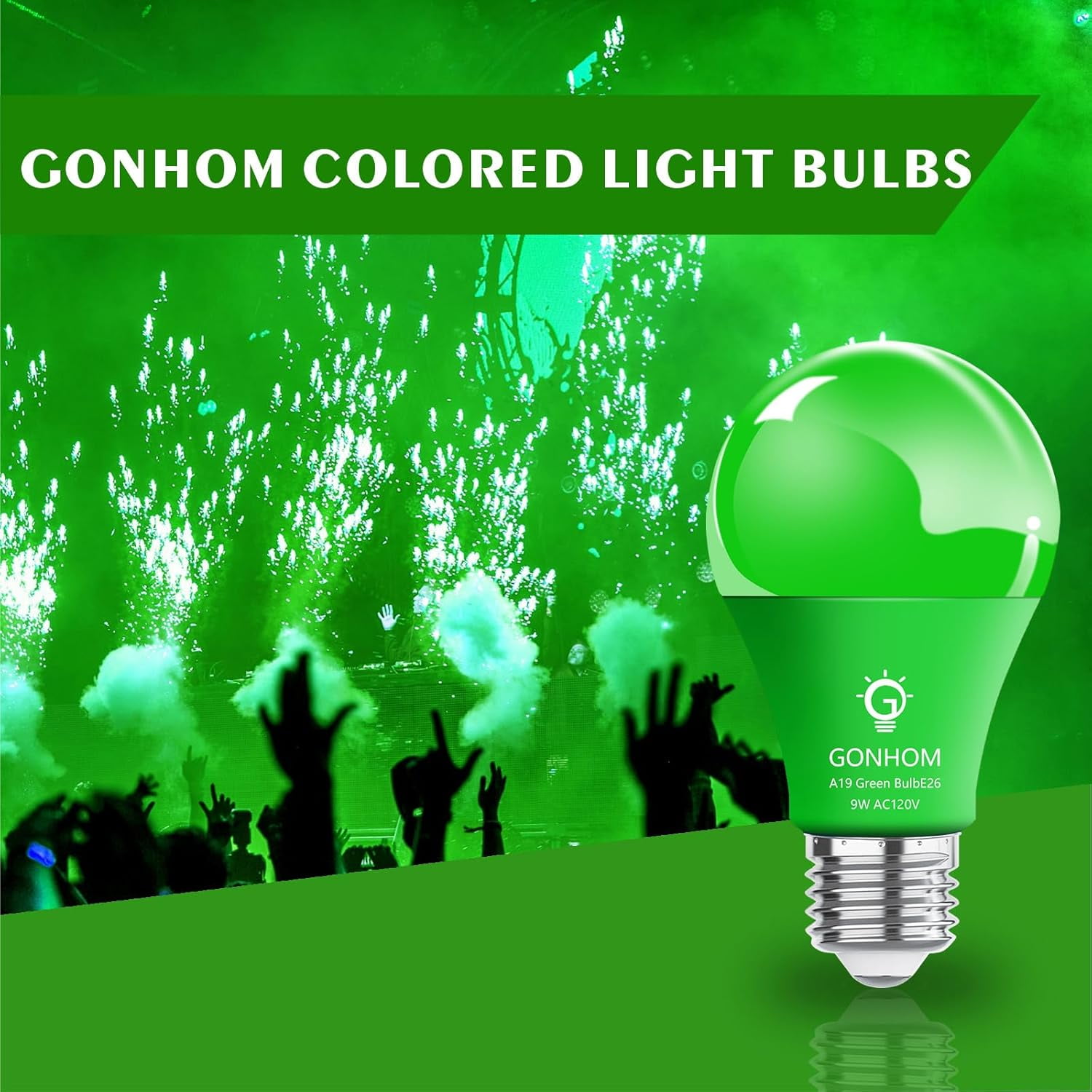 LINYAN-4 Pack A19 LED Green Light Bulb,9 Watt Green Lights Equivalent ...