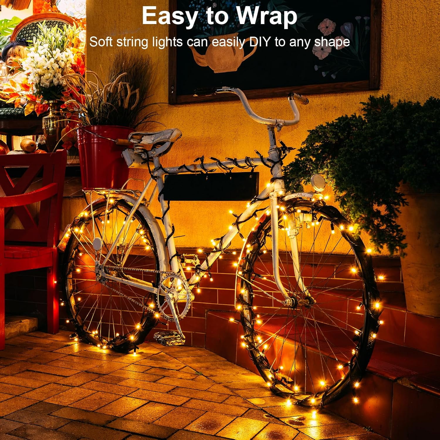 LINYAN-4 Pack Battery Operated String Lights, 13.2Ft 40 LED Dark Green ...