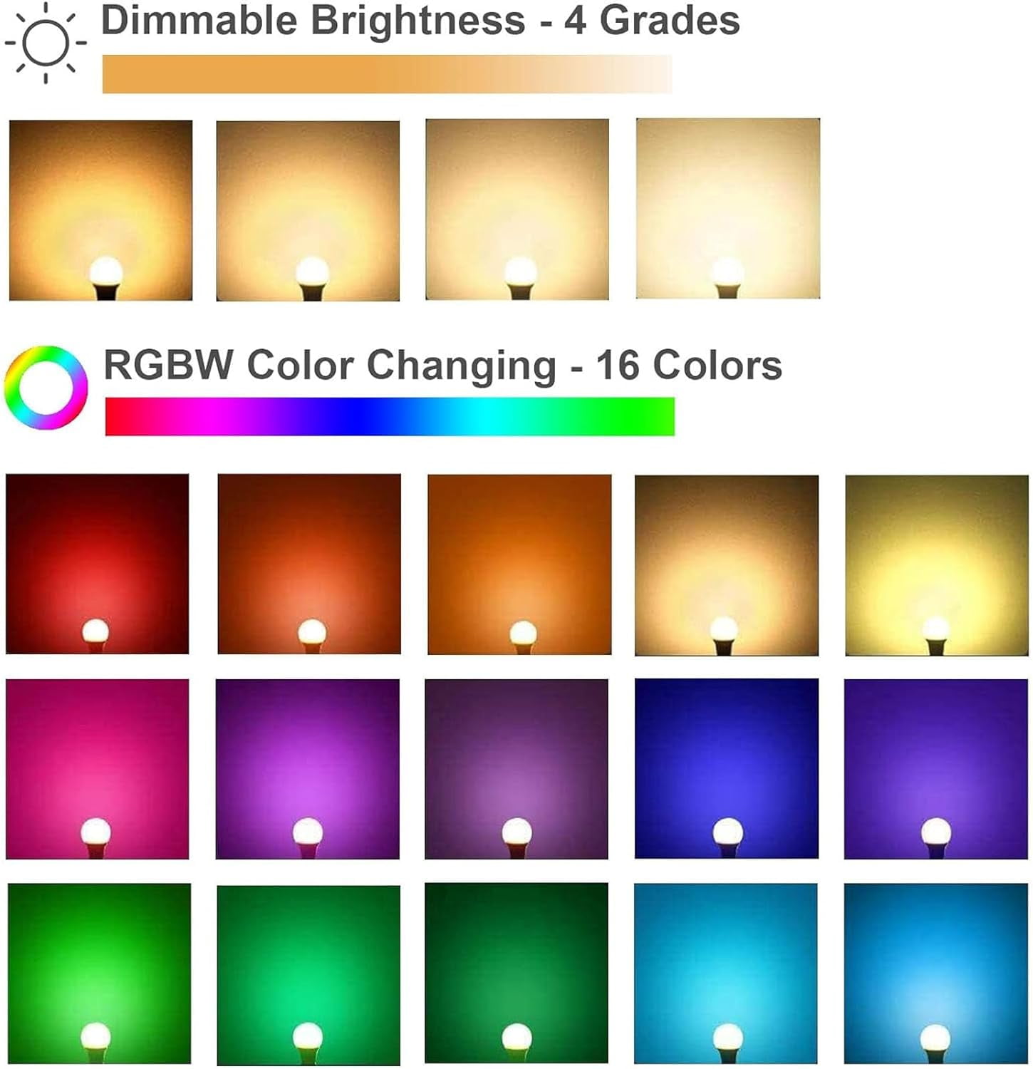 LINYAN-4 Pack RGB Color Changing Light Bulbs with Remote,RGBW LED Light ...