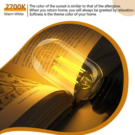 LINYAN-4 Pack T45 Dimmable LED Edison Bulbs, Vintage LED Filament Bulbs ...