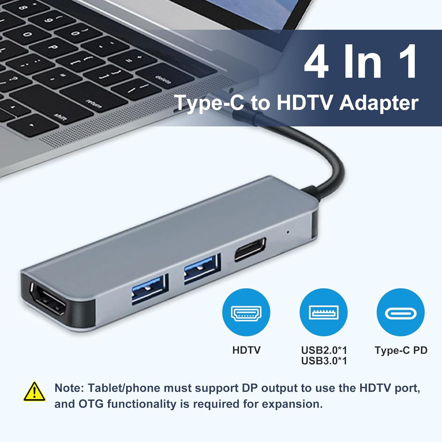 LINYAN-4-in-1 Type-C Hub Docking Station, Type C to HDTV Adapter, 4K ...