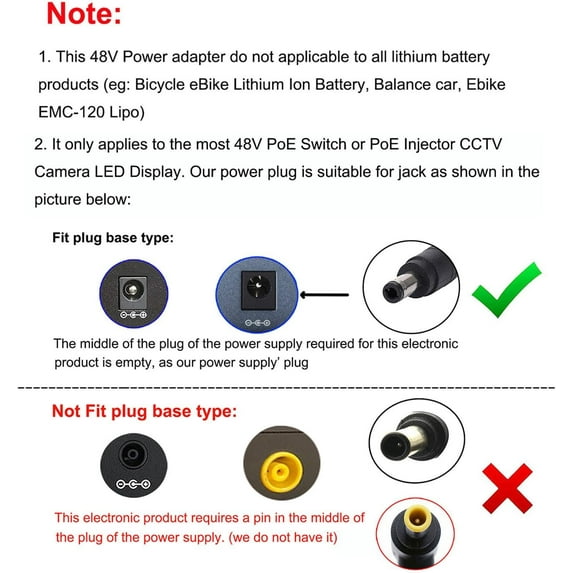 LINYAN-48V 3A Power Supply Adapter 144W AC 100-240V DC 48 Volt 3 Amp ...