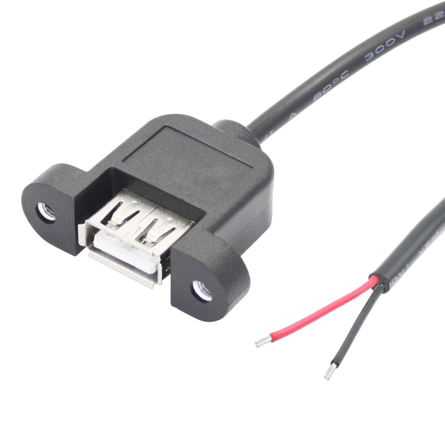LINYAN-4Pcs USB A Female to 2 Pin Bare Wire 30CM, 5V/3A USB Female ...