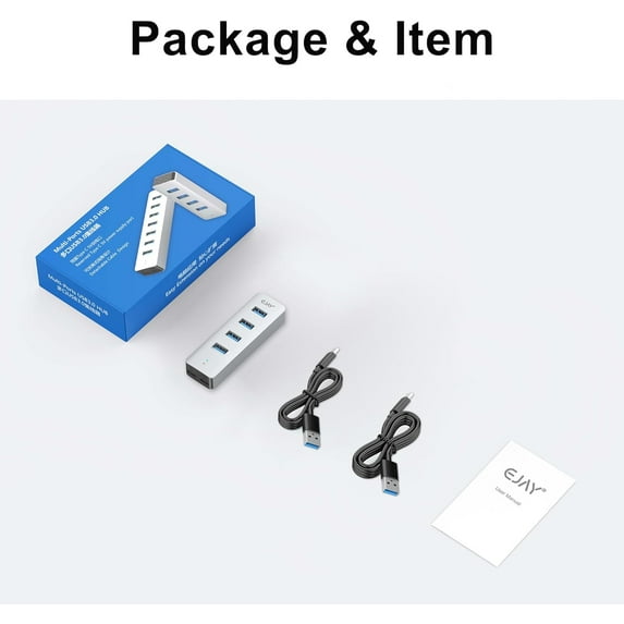 LINYAN-4Ports USB3.0 HUB,Extra Power Supply Port,3.3FT(1M) Long Data ...