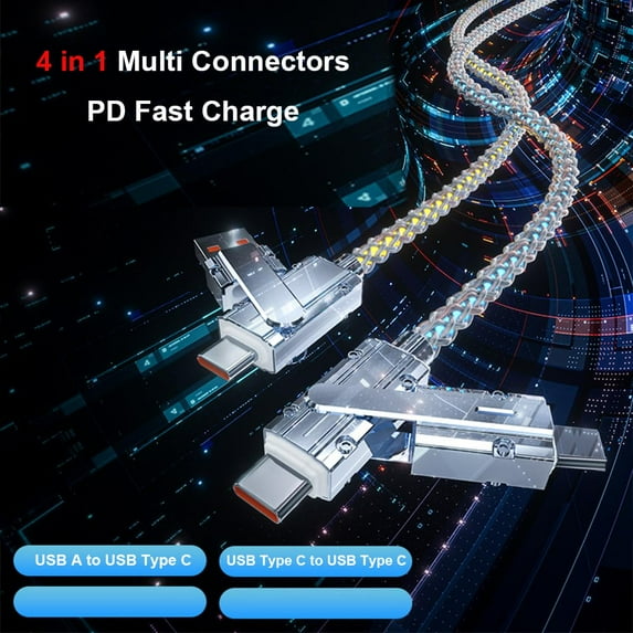 LINYAN-4in1 Multi Ports Charger 4 Combinations in one Cable USB A/Type ...