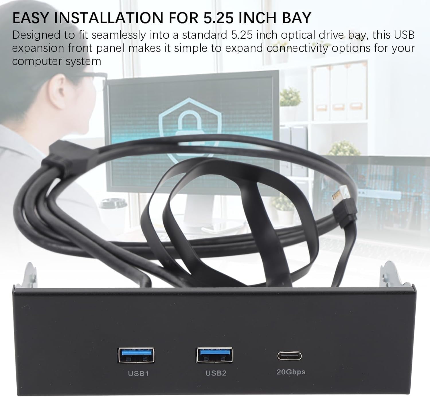 LINYAN-5.25 Inch Front Panel USB C Hub, GEN2x2 USB A Type C 3 Ports USB ...