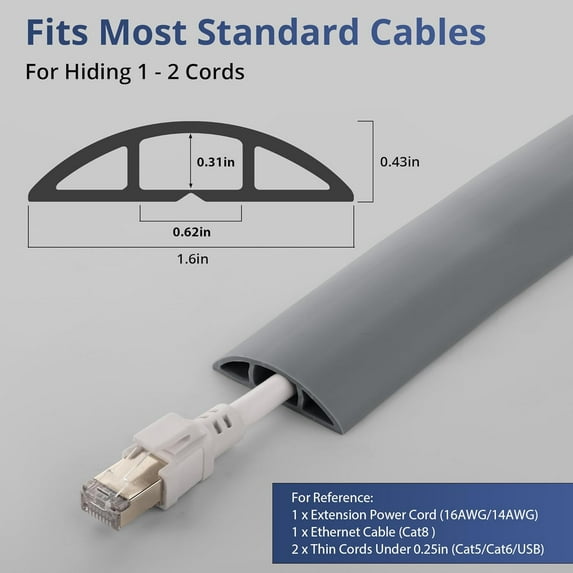 LINYAN-5.6ft Cord Covers for Wires on Floor, Cord Hider Floor Hide ...
