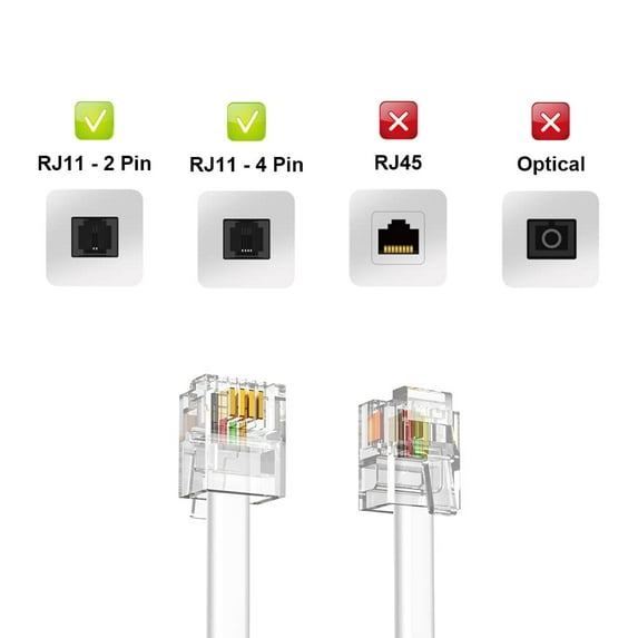LINYAN-50 Feet Telephone Cable(RJ11 6P4C Plug) Include 1 in-Line ...