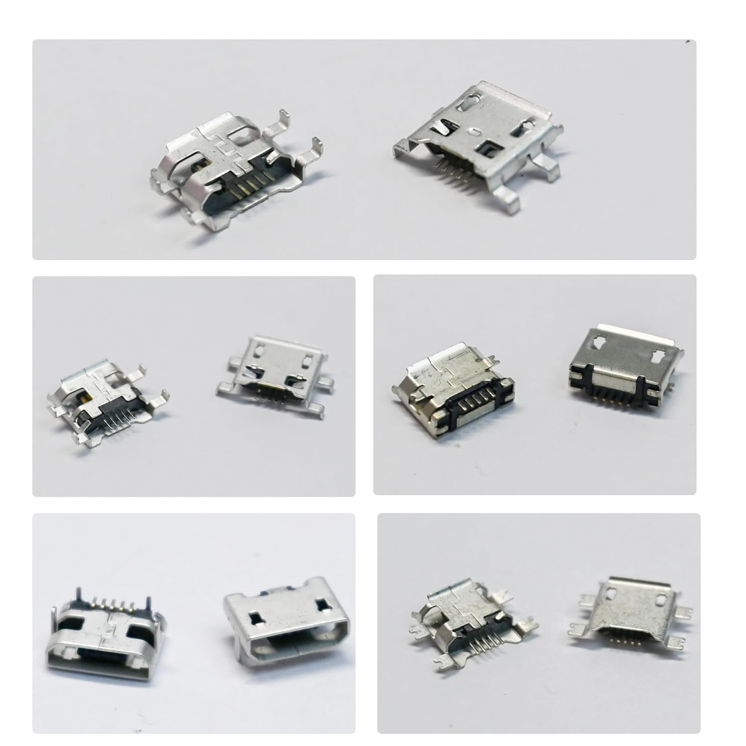 LINYAN-50 Pcs 10 Types Micro USB Female Connector Set, 5-Pin Micro USB ...