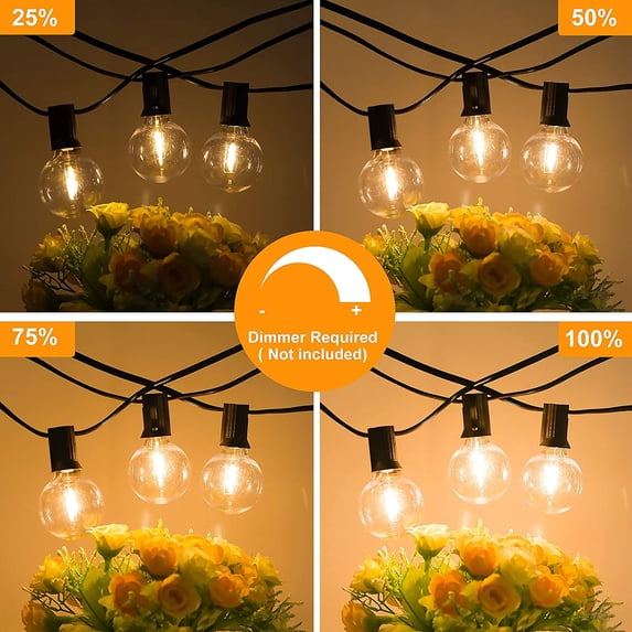 LINYAN-50FT Outdoor G40 LED Globe String Lights Dimmable Waterproof ...
