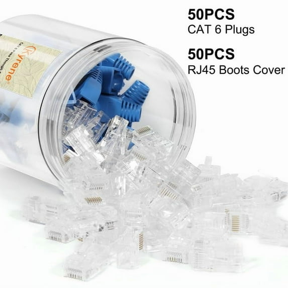 LINYAN-50PCS RJ45 Connectors, Ethernet Cat6 Connector, RJ45 Pass ...