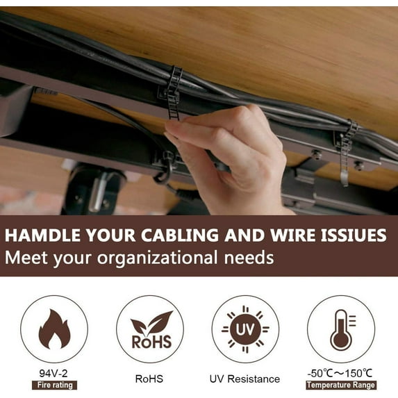 LINYAN-50Pcs Adhesive Cable Management Ties Extra Screw & Hole,Multi ...