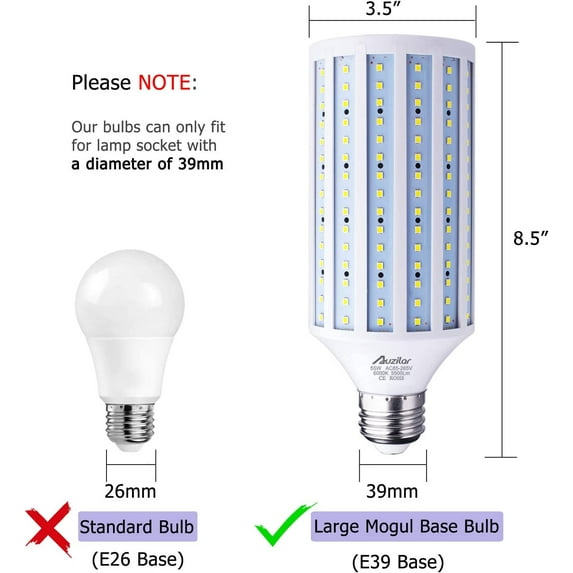 LINYAN-55W LED Corn Light Bulb (E39 Large Mogul Base) 5500Lm 6000K Cool ...