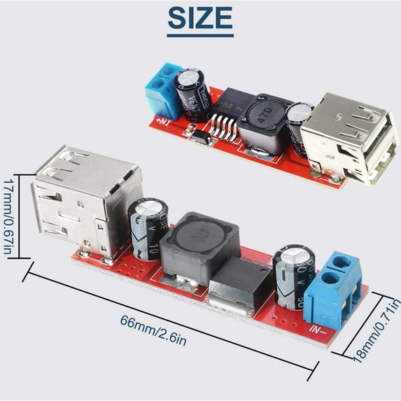 LINYAN-5PCS 6-40V to 5V 3A Dual USB Port Output Power Supply Buck ...