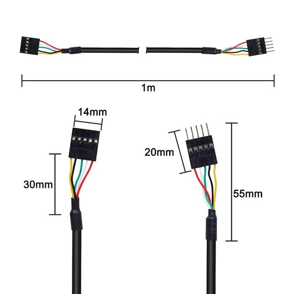 LINYAN-5Pin USB IDC Header Extension Cable,2.54 Dupont 5-Pin Male to ...