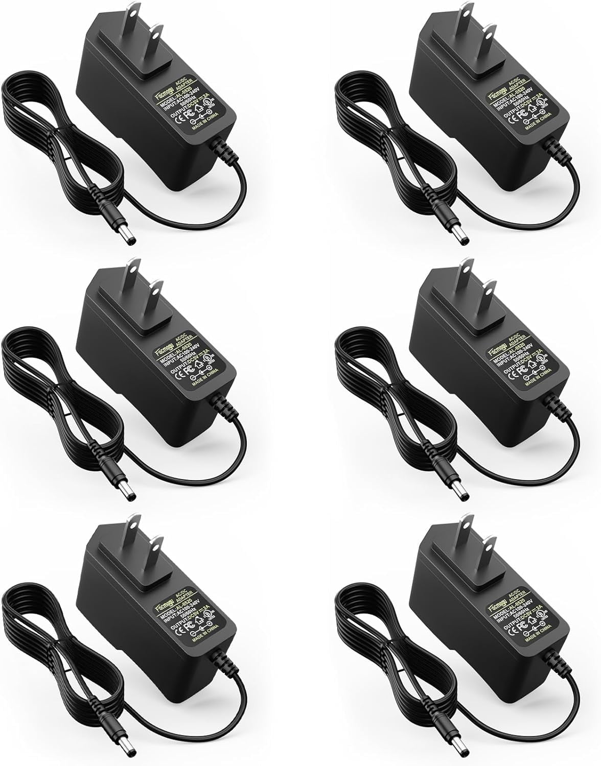 LINYAN-5V 2A 10W DC Power Supply Adapter (6 Pack), Wall Plug Power ...