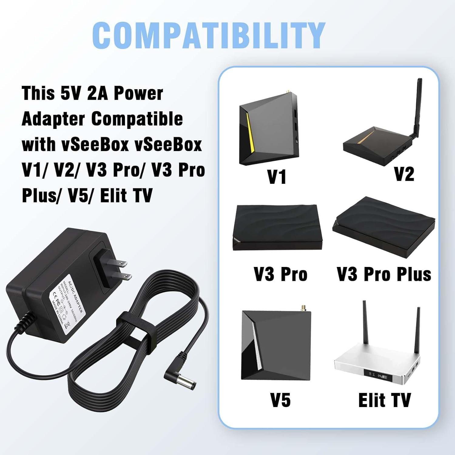 LINYAN-5V 2A Charger for vSeeBox Power Adapter Compatible with vSeeBox ...