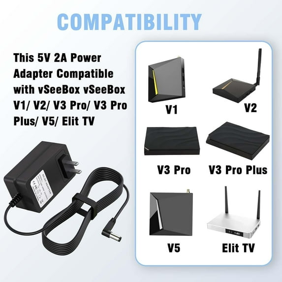 LINYAN-5V 2A Charger for vSeeBox Power Adapter Compatible with vSeeBox ...