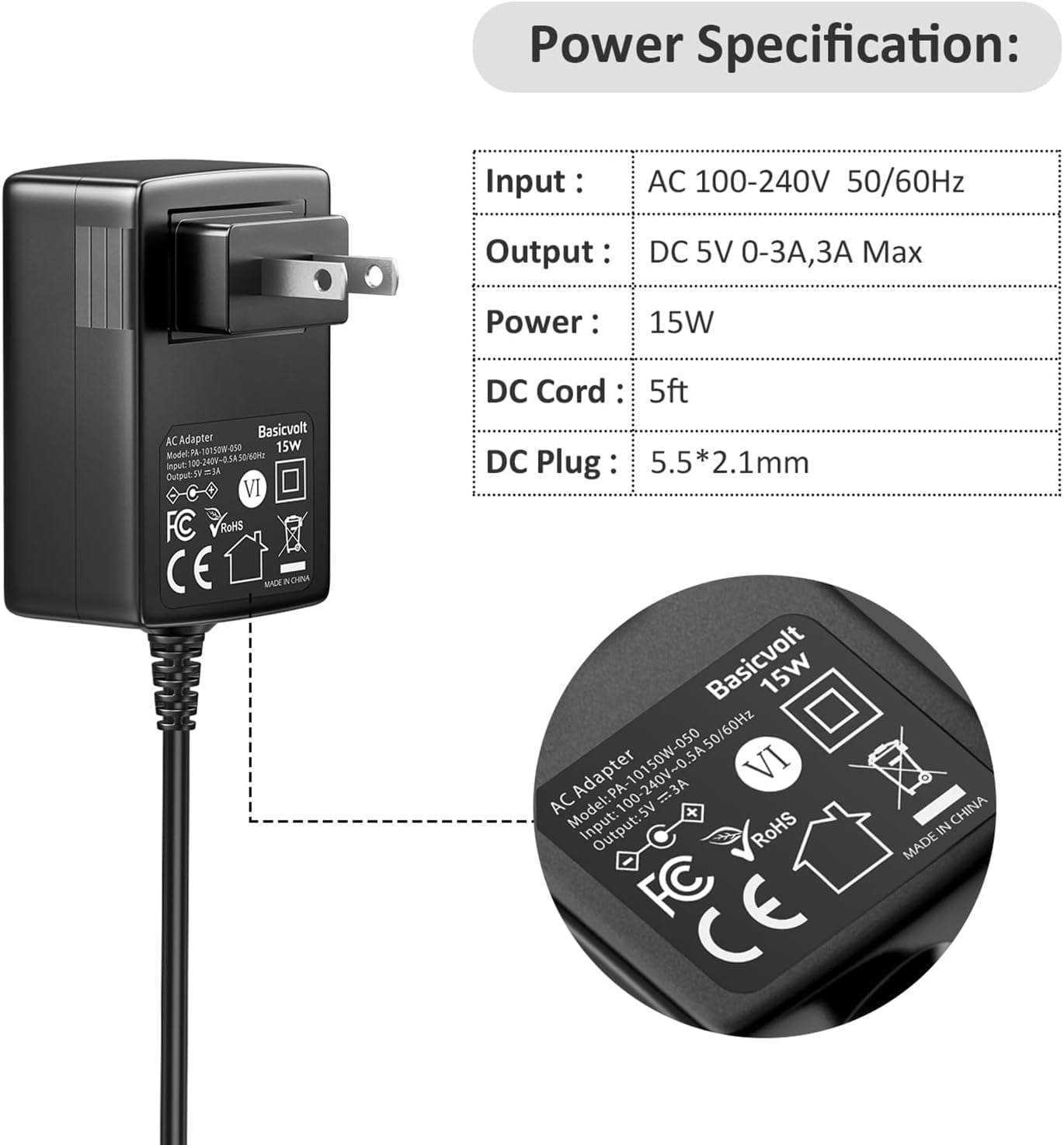 LINYAN-5V 3A 2A 1A Power Supply DC 5v Power Adapter for TV Box Tablet ...