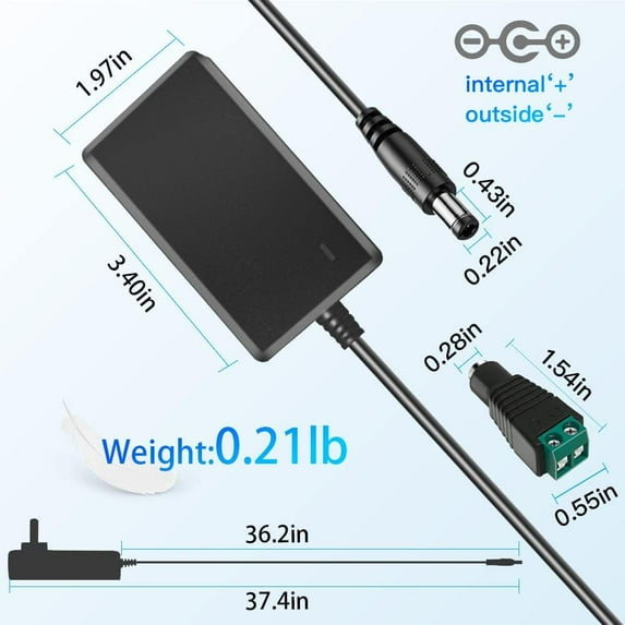 LINYAN-5V 3A Power Supply 15W AC/DC Wall Adapter Converter Transformer ...