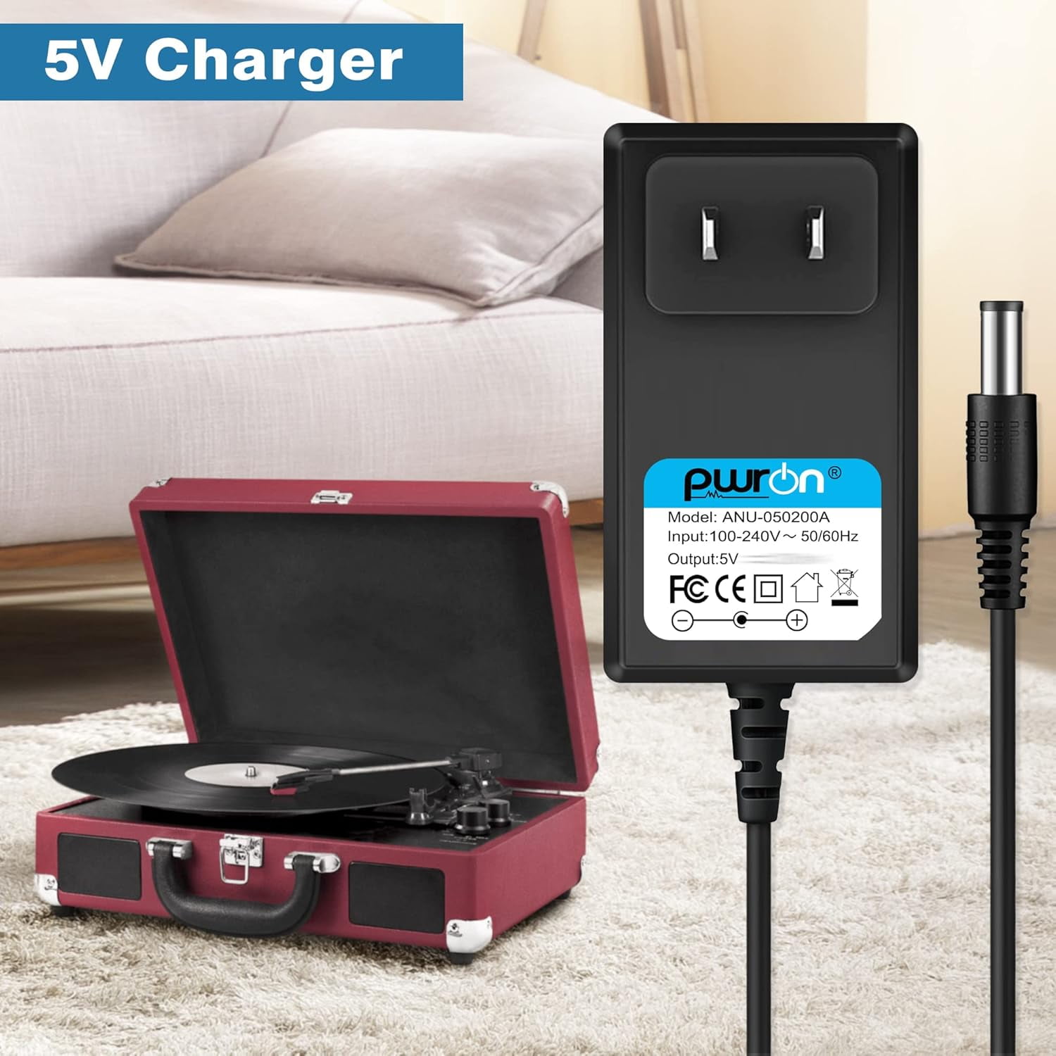 LINYAN-5V AC Adapter Charger for Victrola Vintage Portable Suitcase ...