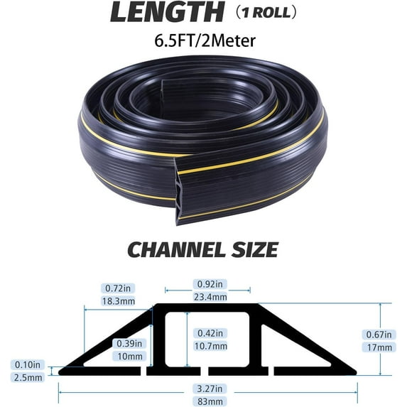 LINYAN-6.5FT Heavy Duty PVC Floor Cable Cover, Floor Cord Cover, Cable ...